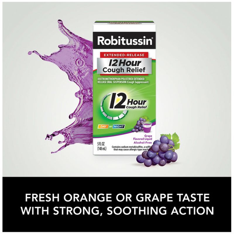Robitussin Syrup Extended Release 12 Hour Cough Grape, Extended Release ...