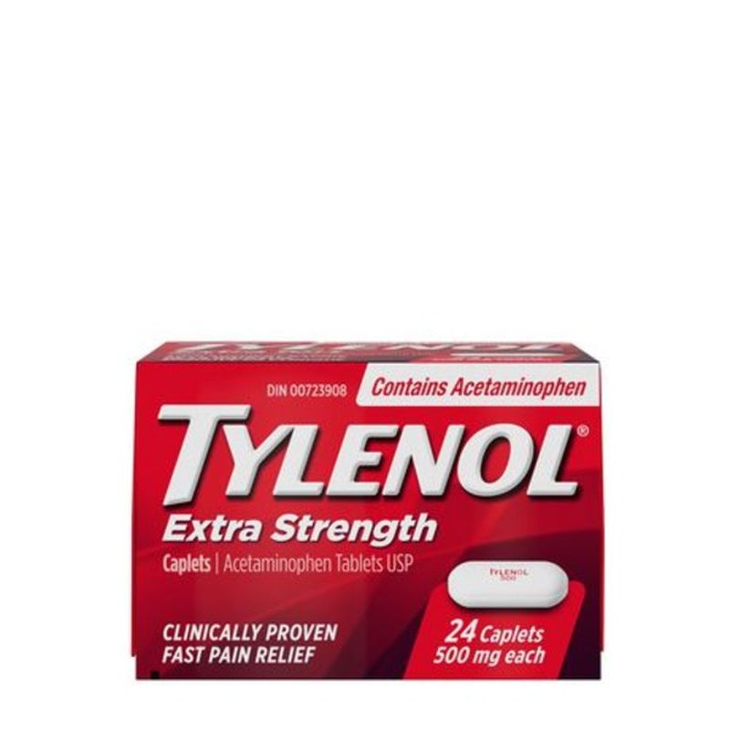Tyenol 500 mg Headache & Pain Relief Extra Strength Caplets (24 ct ...
