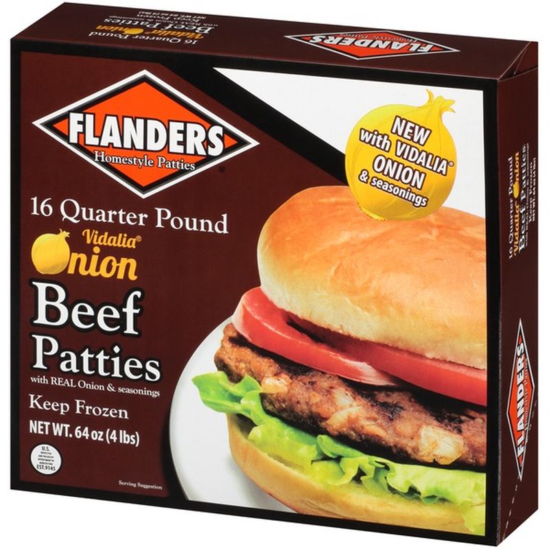 Flanders Homestyle Patties 16 Quarter Pound Vidalia Onion Beef Patties ...