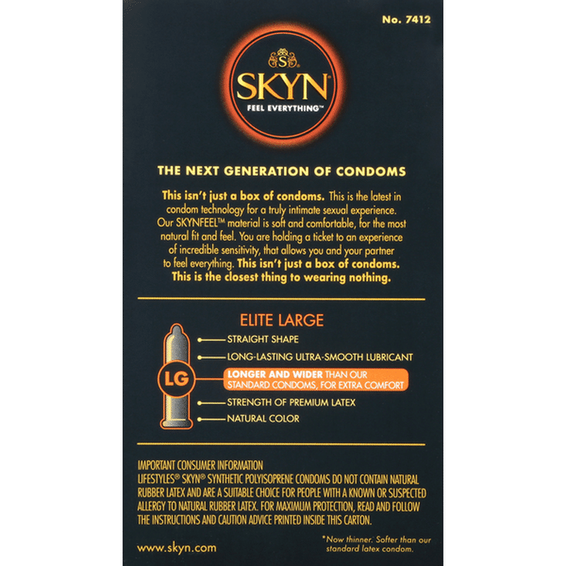 SKYN Skynn Premium Large Polyisoprene, Non-Latex Lubricated Condoms (12 ...