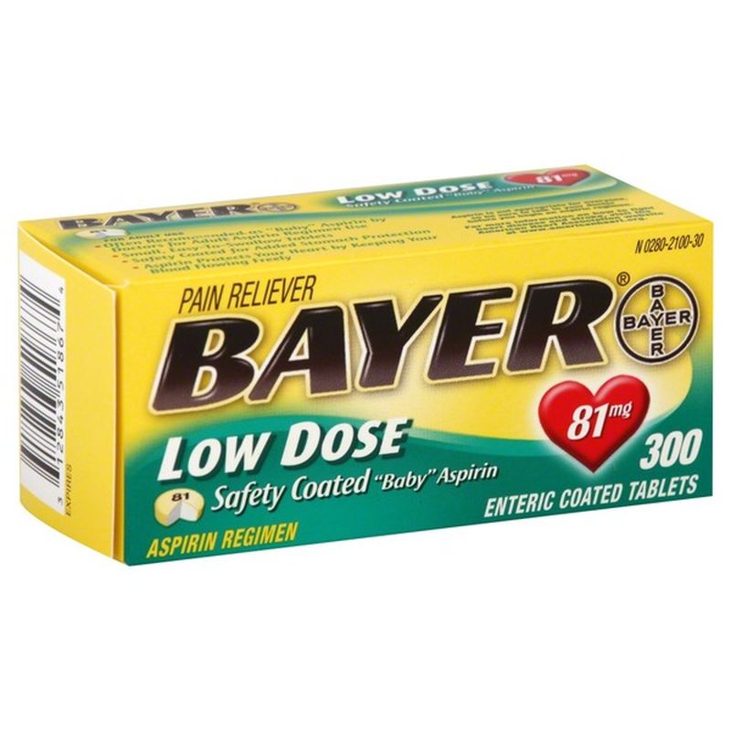 Bayer Pain Reliever, Low Dose, 81 mg, Enteric Coated Tablets (300 ct ...