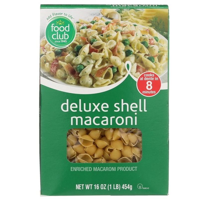 Food Club Enriched Macaroni Product, Deluxe Shell Macaroni (16 oz ...