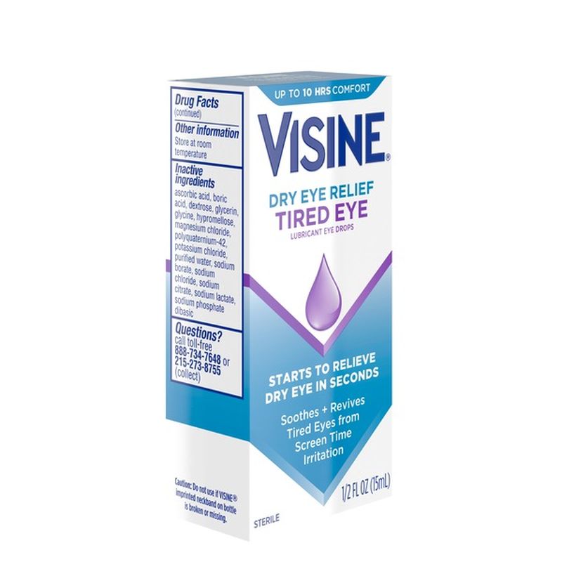 VISINE Dry Eye Relief Tired Eye Lubricant Eye Drops (0.5 fl oz) - Instacart
