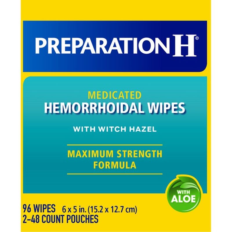 Preparation H Medicated Hemorrhoidal Wipes with Witch Hazel (96 ct ...