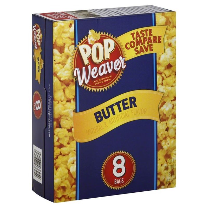 Pop Weaver Popcorn, Microwave, Butter (8 ct) - Instacart