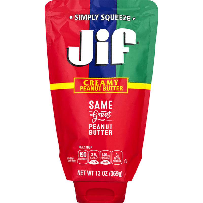 Jif Peanut Butter, Creamy, Simply Squeeze (13 oz) - Instacart