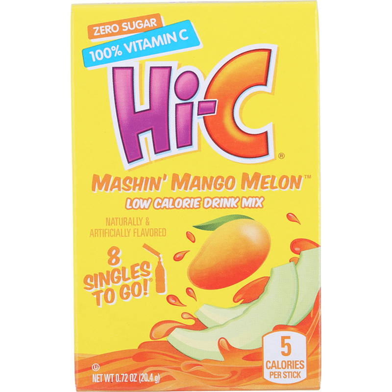 Hi-C Drink Mix, Low Calorie, Mashin' Mango Melon, 8 Singles To Go (8 ...