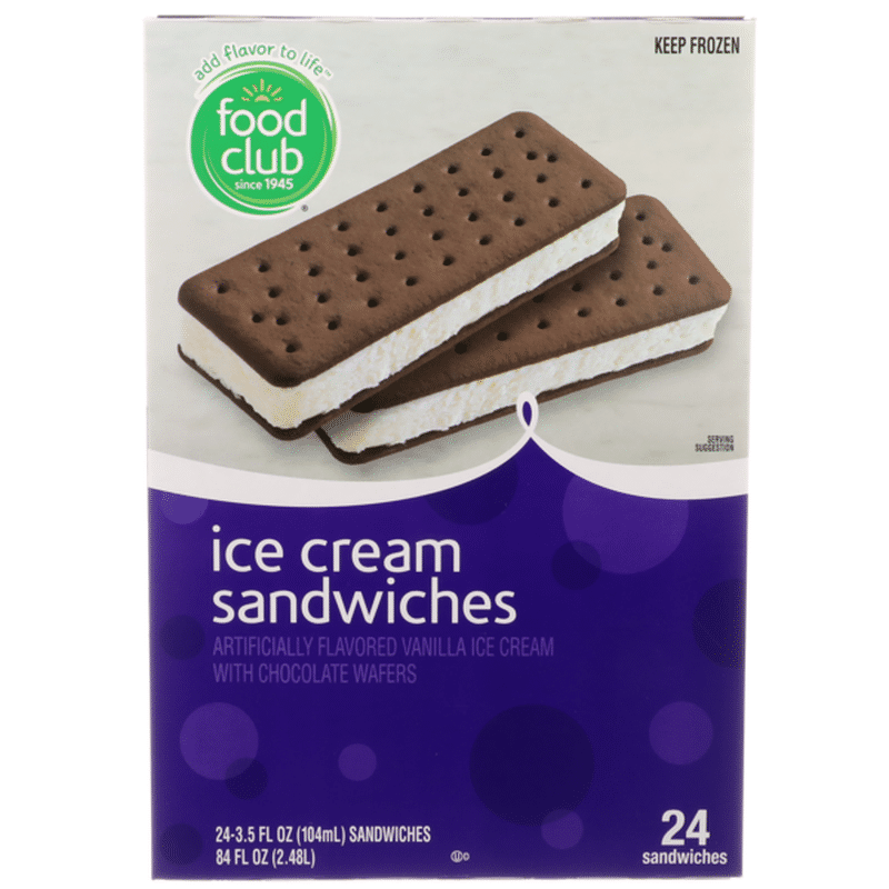 Food Club Vanilla Ice Cream Sandwiches With Chocolate Wafers (84 fl oz ...