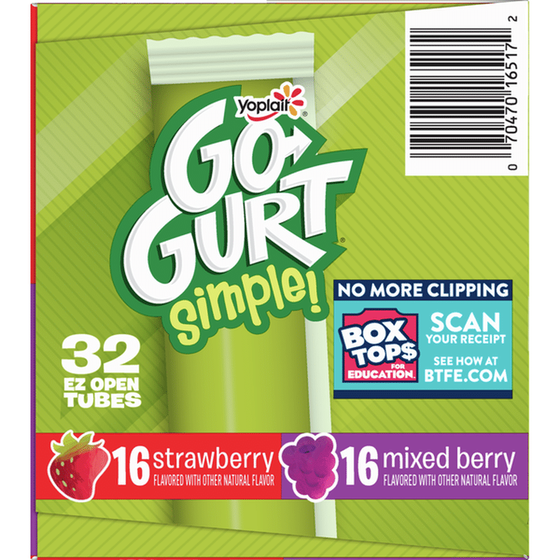 Go-Gurt Strawberry & Mixed Berry Yogurt Variety Pack, 32 Count (72 oz ...
