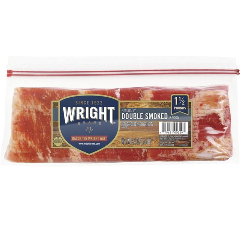 Wright Naturally Double Smoked Bacon; Stack Pack with Resealable Zipper ...