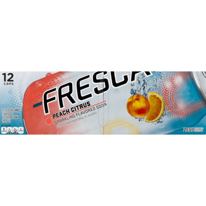 Fresca Peach Soda Sparkling Flavored Soda Pop Soft Drink Zero Calorie ...