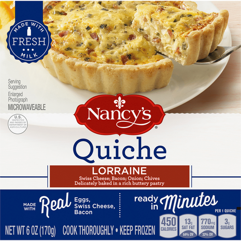 Nancy's Lorraine Quiche with Eggs, Swiss Cheese, Bacon, Onion & Chives ...