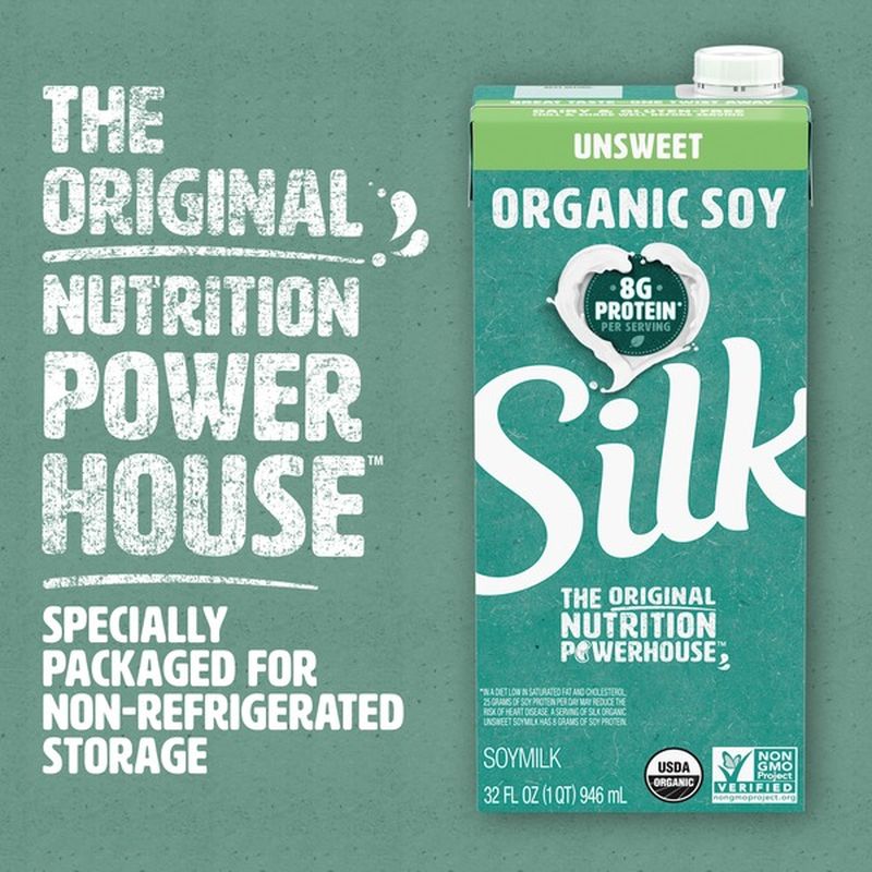 Silk Organic Shelf-Stable Unsweetened Soy Milk (1 qt) - Instacart