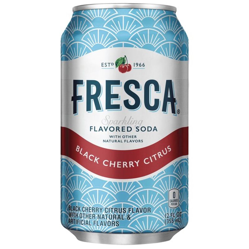FRESCA Black Cherry Soda Sparkling Flavored Soft Drink Zero Calorie And ...