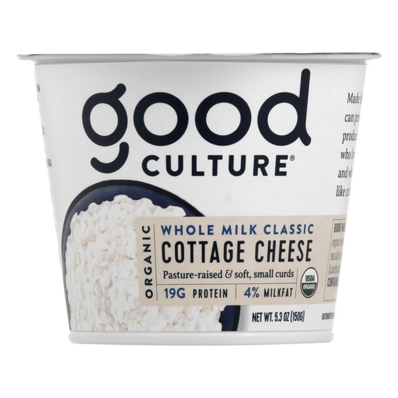 Good Culture Cottage Cheese, Organic, Whole Milk Classic (5.3 oz ...