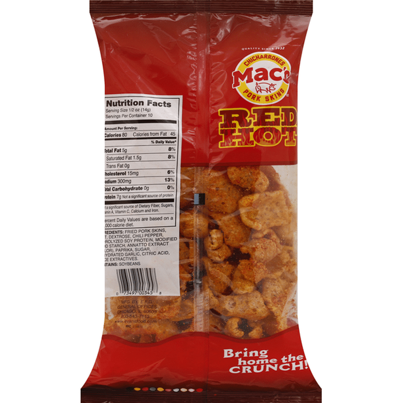 Macs Pork Skins, Fried, Red Hot (5 oz) Delivery or Pickup Near Me ...