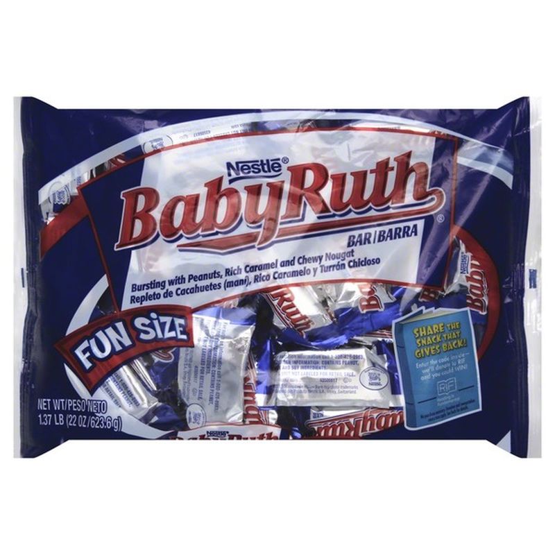Baby Ruth Candy Bards, Fun Size, Baby Ruth, Bag (22 oz) - Instacart