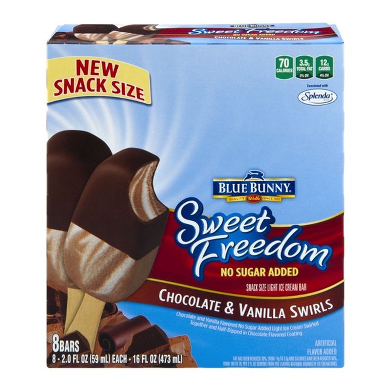 Blue Bunny Sweet Freedom Chocolate & Vanilla Swirls Snack Size Light ...