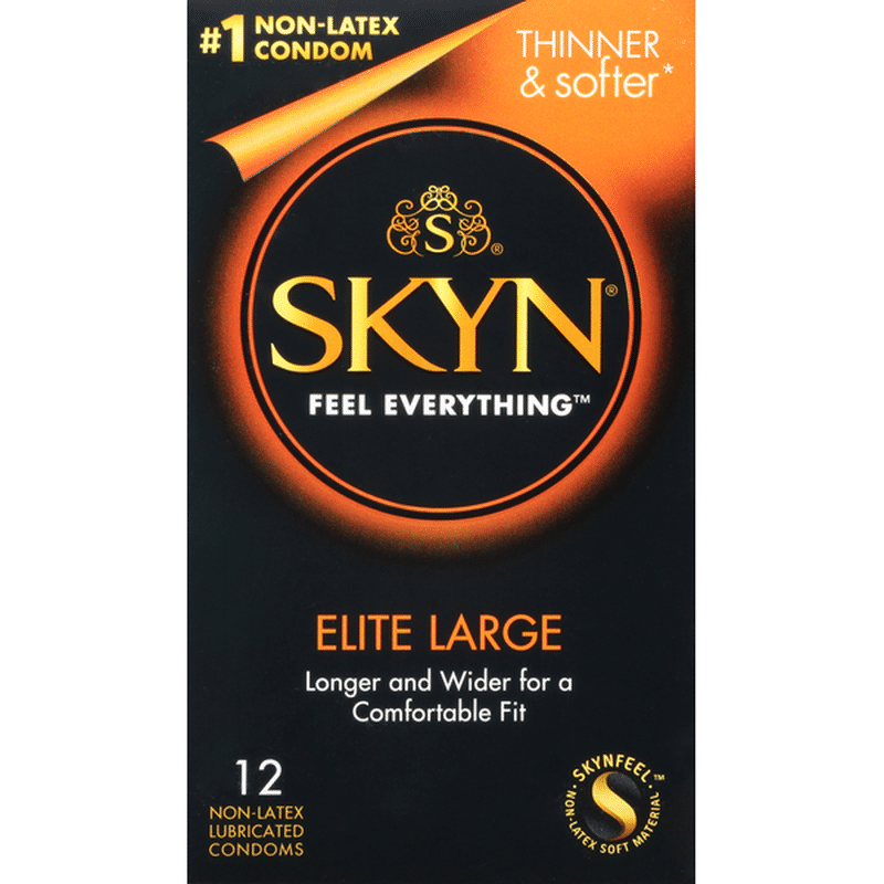 SKYN Skynn Premium Large Polyisoprene, Non-Latex Lubricated Condoms (12 ...