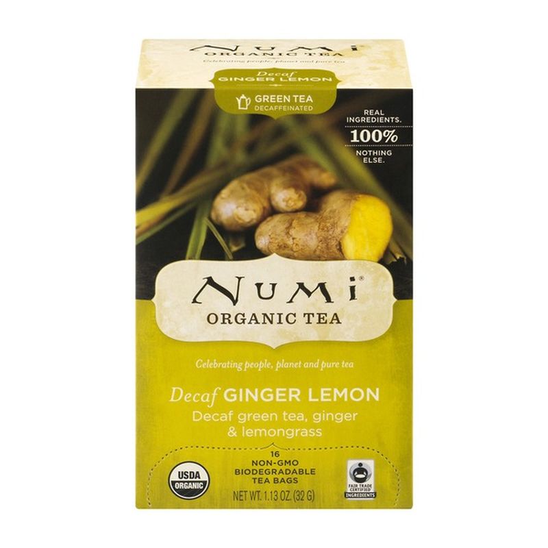 Numi Organic Tea Oragnic Tea Decaf Ginger Lemon (16 ct) - Instacart