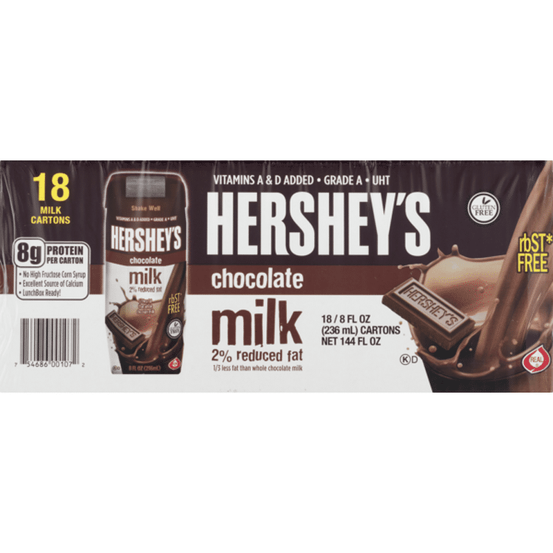 Hershey's Chocolate Milk 2% Reduced Fat - 18 CT (8 fl oz) - Instacart