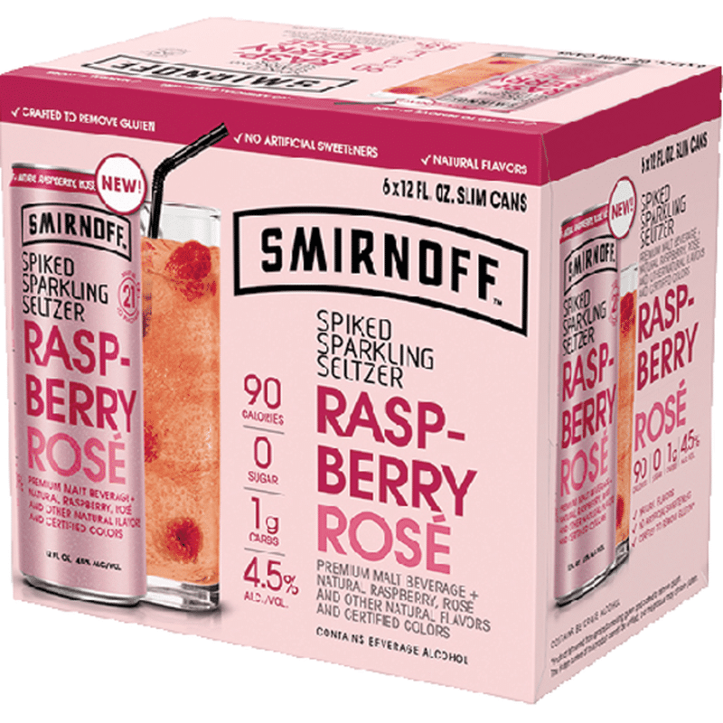 Smirnoff Sparkling Seltzer, Spiked, Raspberry Rose (12 fl oz) - Instacart