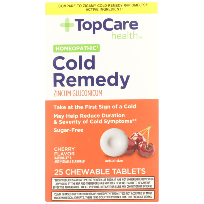 TopCare Cold Remedy Zincum Gluconicum Homeopathic Chewable Tablets ...