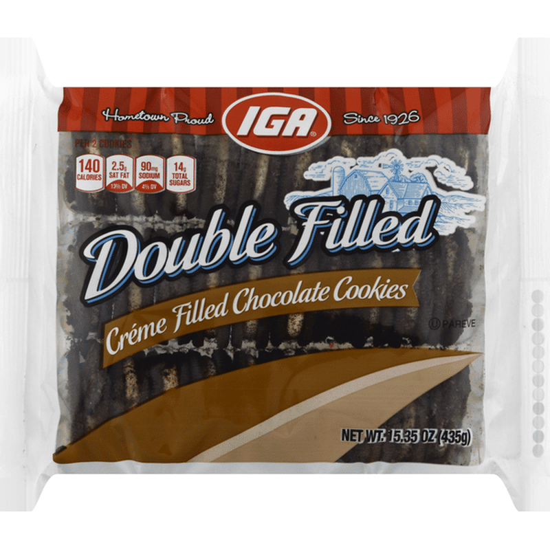 IGA Cookies, Chocolate, Creme Filled, Double Filled (15.35 oz) - Instacart