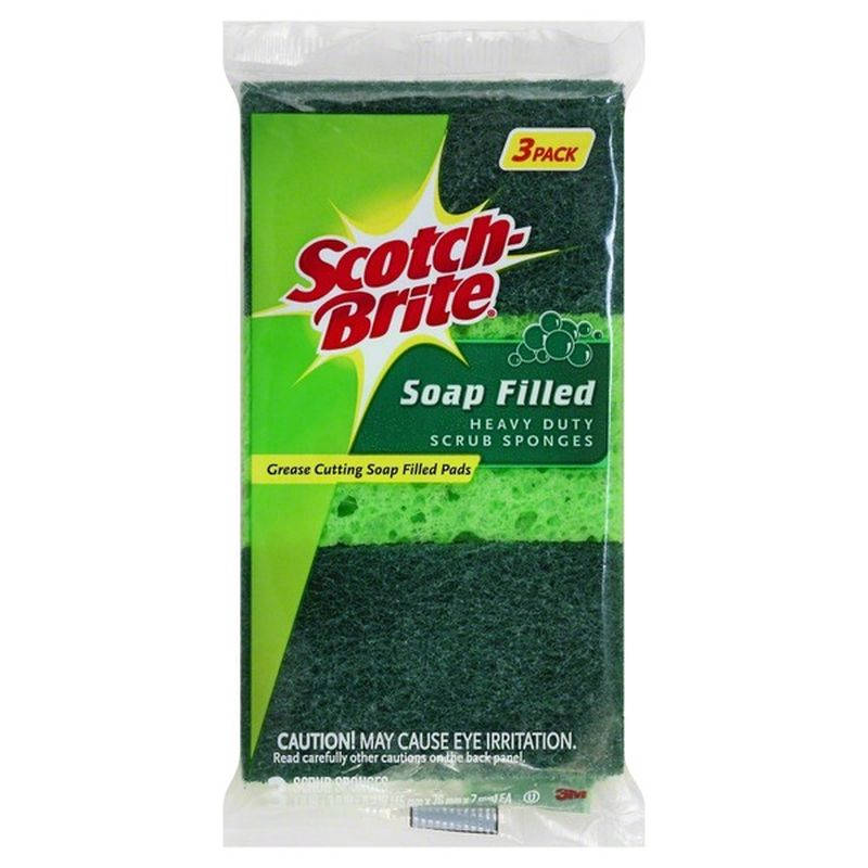Scotch-Brite Scrub Sponges, Heavy Duty, Soap Filled, 3 Pack (3 each ...