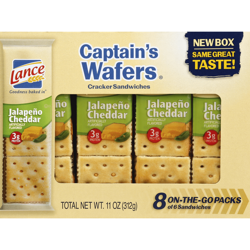Lance Captain's Wafers Cracker Sandwiches Jalapeno Cheddar - 8 PK (11 ...