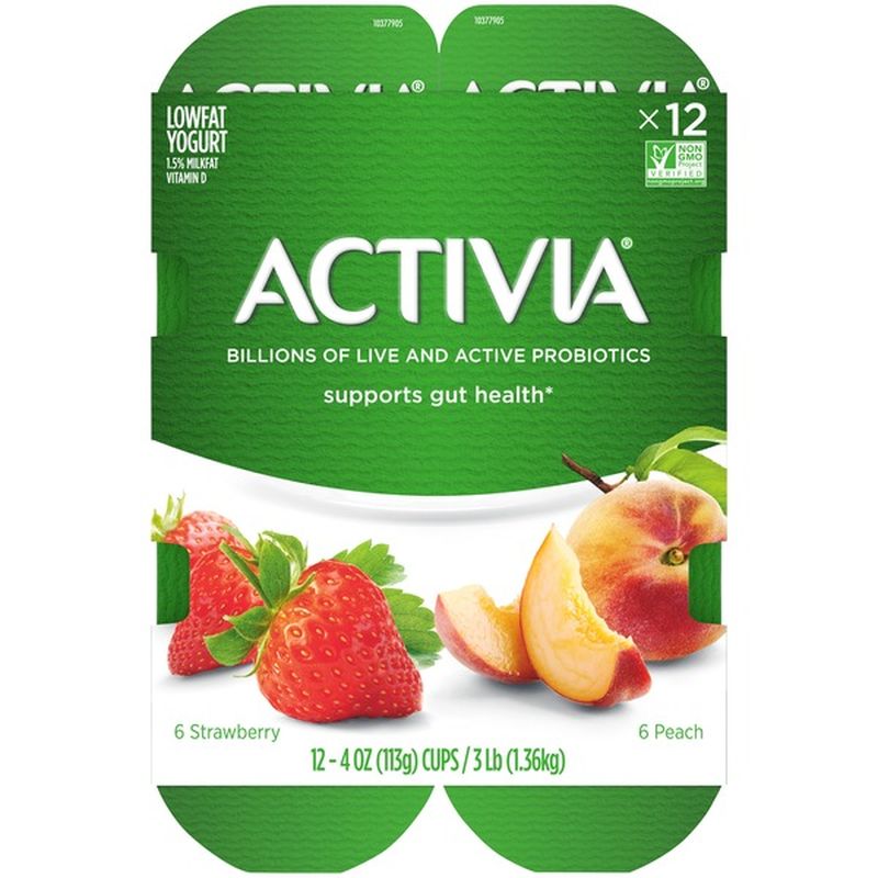 Activia Probiotic Blended Lowfat Yogurt Peach & Strawberry (4 oz ...