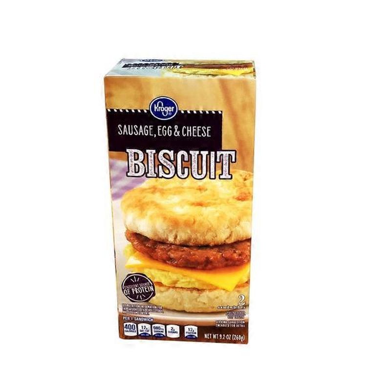 Kroger Sausage, Egg & Cheese Breakfast Sandwich Biscuit (2 ct) - Instacart