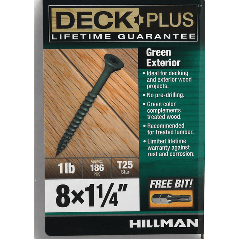 Deck Plus Wood Screws, Green, Exterior (186 each) - Instacart