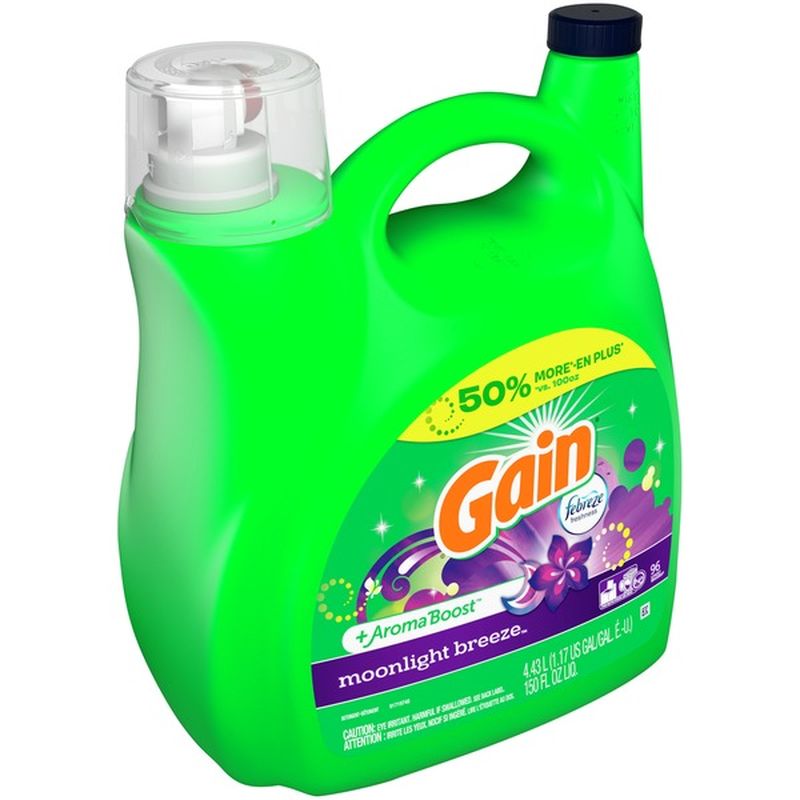 Gain Aroma Boost Liquid Laundry Detergent, Moonlight Breeze Scent (150 ...
