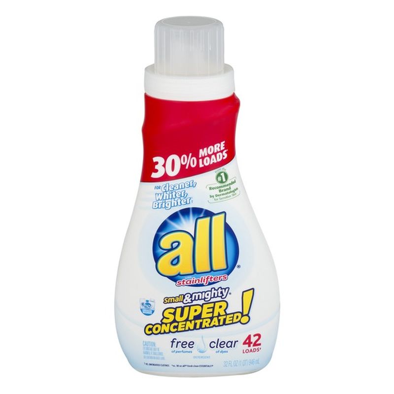 all Detergent, with Stainlifters, Free Clear, Small & Mighty (32 fl oz ...