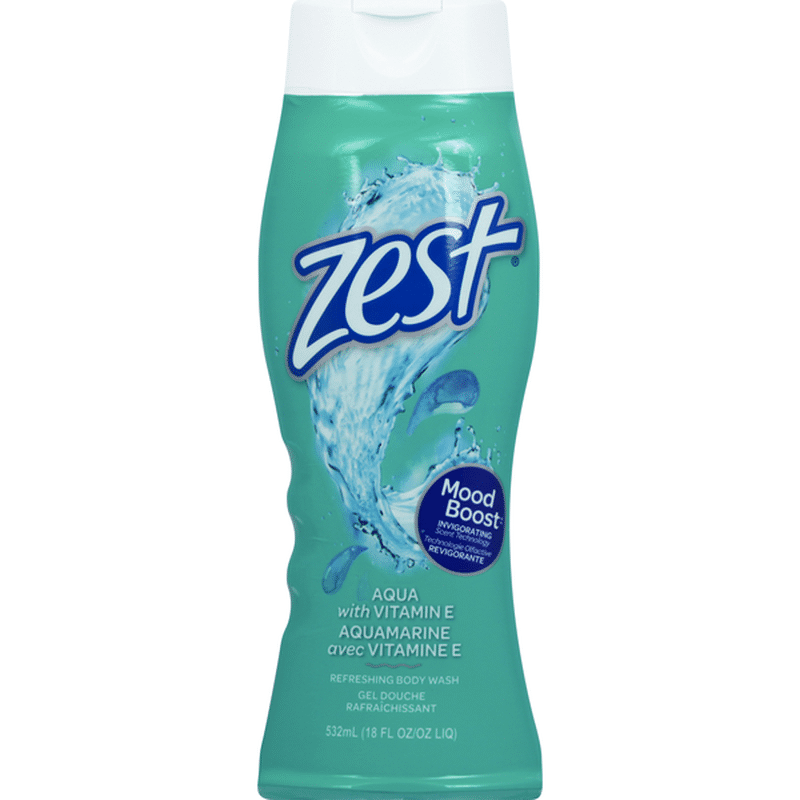 Zest Body Wash, Refreshing, Aqua, with Vitamin E (18 oz) - Instacart