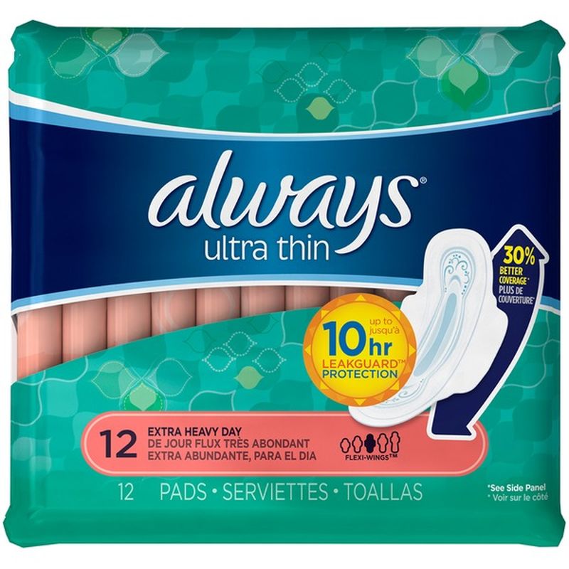 Always Thin Ultra Always Ultra Thin Extra Heavy Day Pads With Wings 12 ...