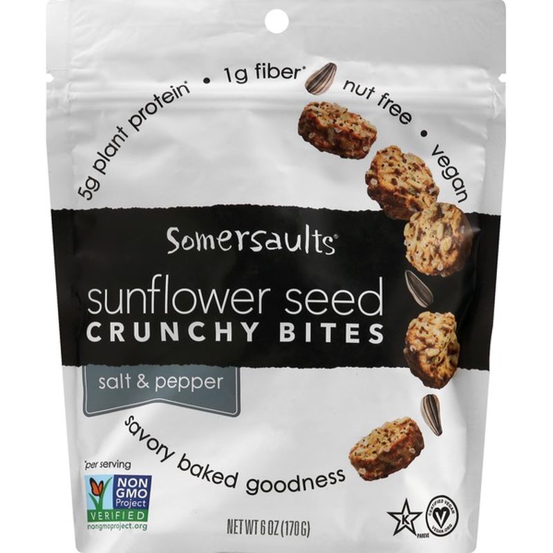 Somersaults Snack Co Sunflower Seed Crunchy Bites - Sslt & Pepper (6 oz ...