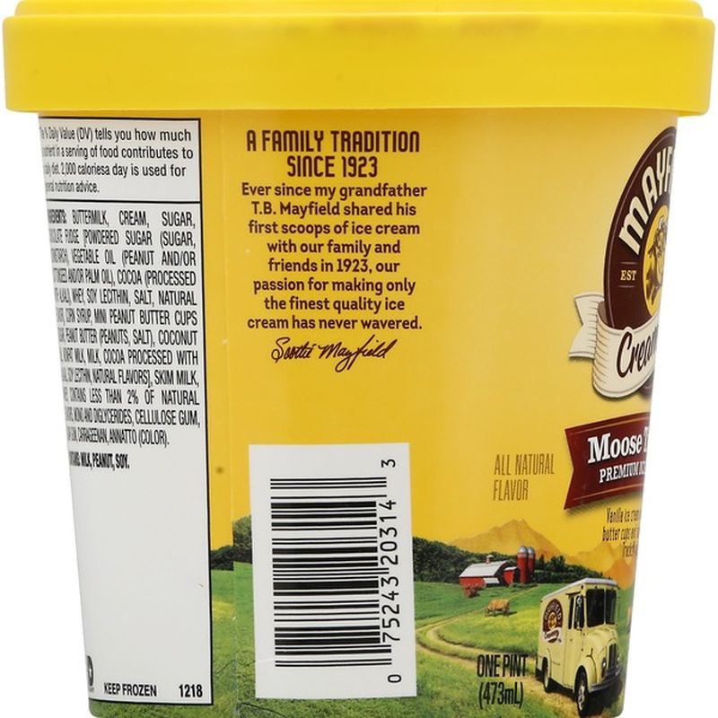 Mayfield Creamery Ice Cream Premium Moose Tracks 1 Pt Instacart