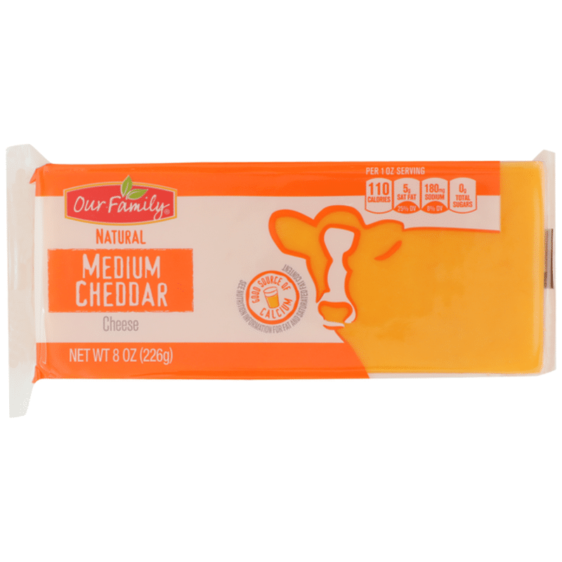 Our Family Medium Cheddar Natural Cheese (8 oz) - Instacart