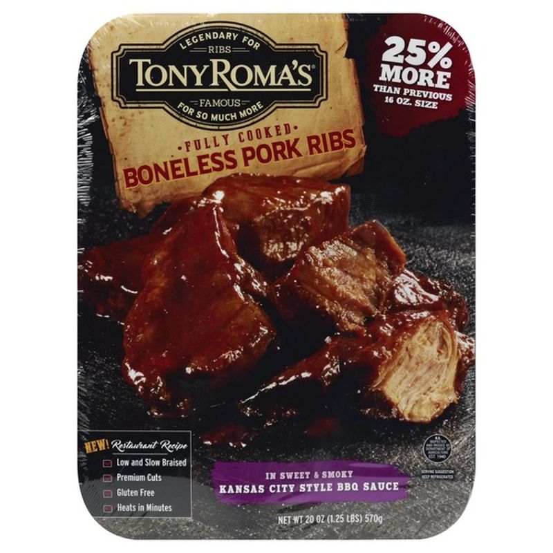 Tony Roma's Pork Ribs, Boneless, in Sweet & Smoky Kansas City Style BBQ ...