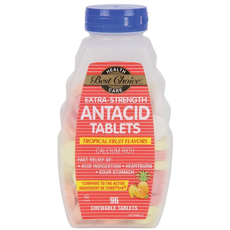 Best Choice Extra Strength Tropical Fruit Antacid Chewable Tablet (96 ...