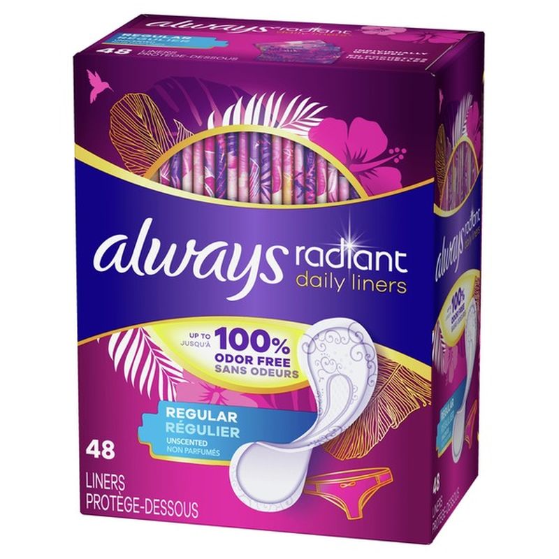 Always Daily Liners Regular Absorbency Unscented (48 ct) - Instacart