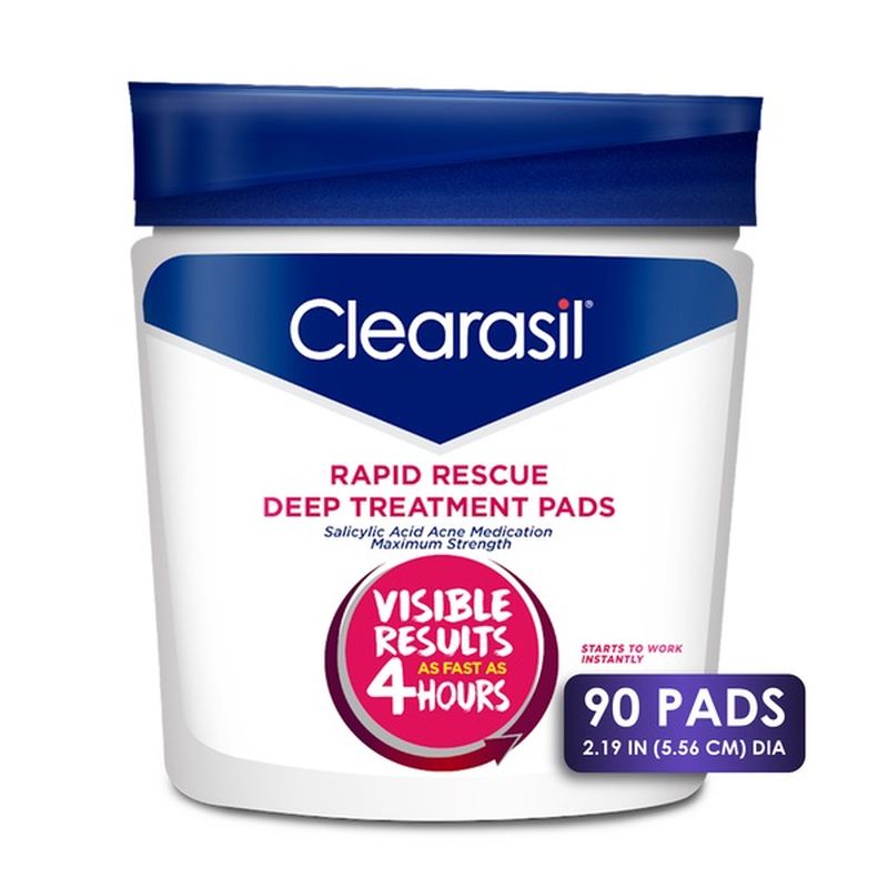 Clearasil® Acne Treatment Facial Cleansing Pads- Rapid Rescue Deep ...