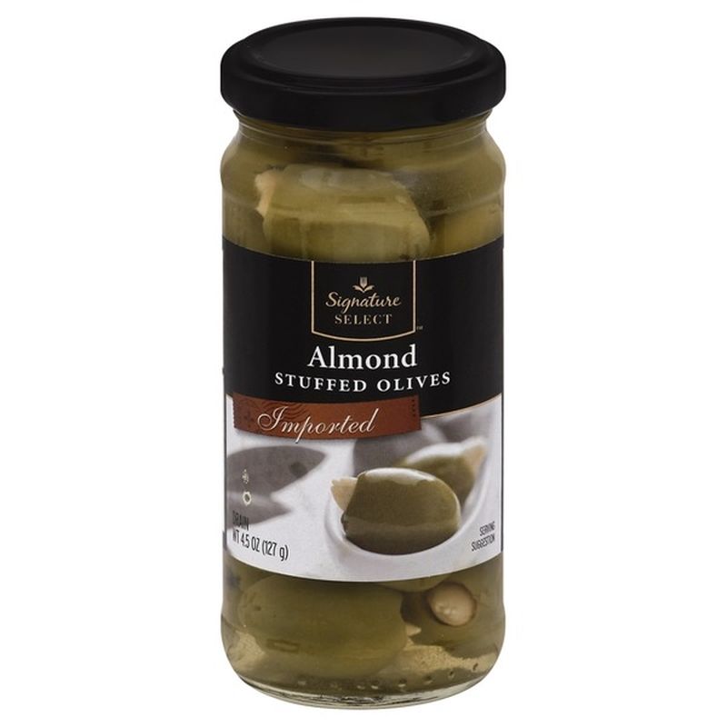 Signature Select Olives, Queen, Stuffed with Almond (4.5 oz) - Instacart