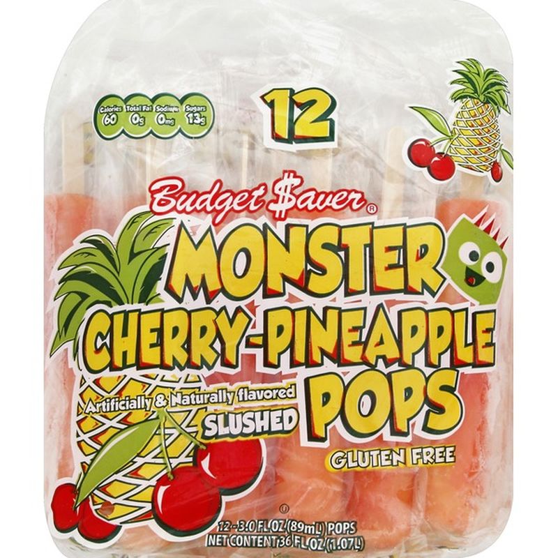Budget Saver Monster Pops Slushed Cherry-Pineapple (12 ct) - Instacart