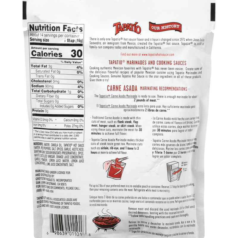 Tapatio Marinade, Traditional, Carne Asada (8 oz) - Instacart