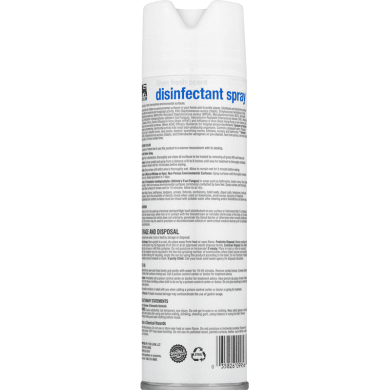 Food Lion Disinfectant Spray, Linen Fresh Scent, Aerosol (18 oz ...