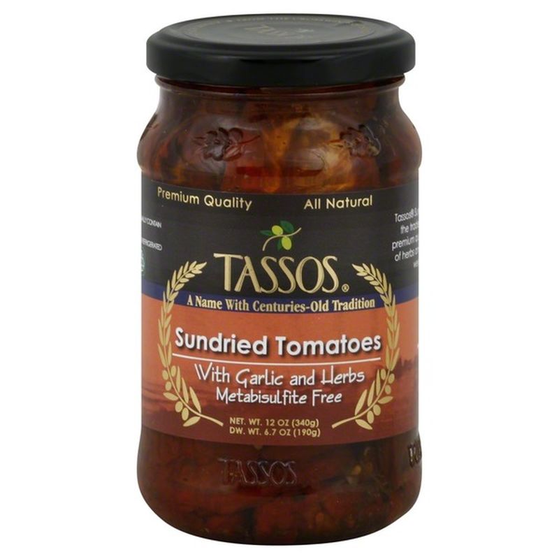 Tassos Tomatoes, Sundried, with Garlic and Herbs (12 oz) - Instacart