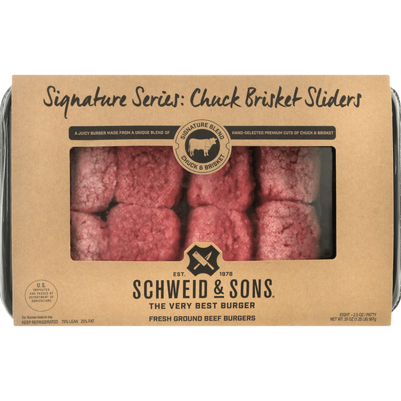 Schweid & Sons Beef Burgers, Chuck Brisket Sliders (8 each) - Instacart